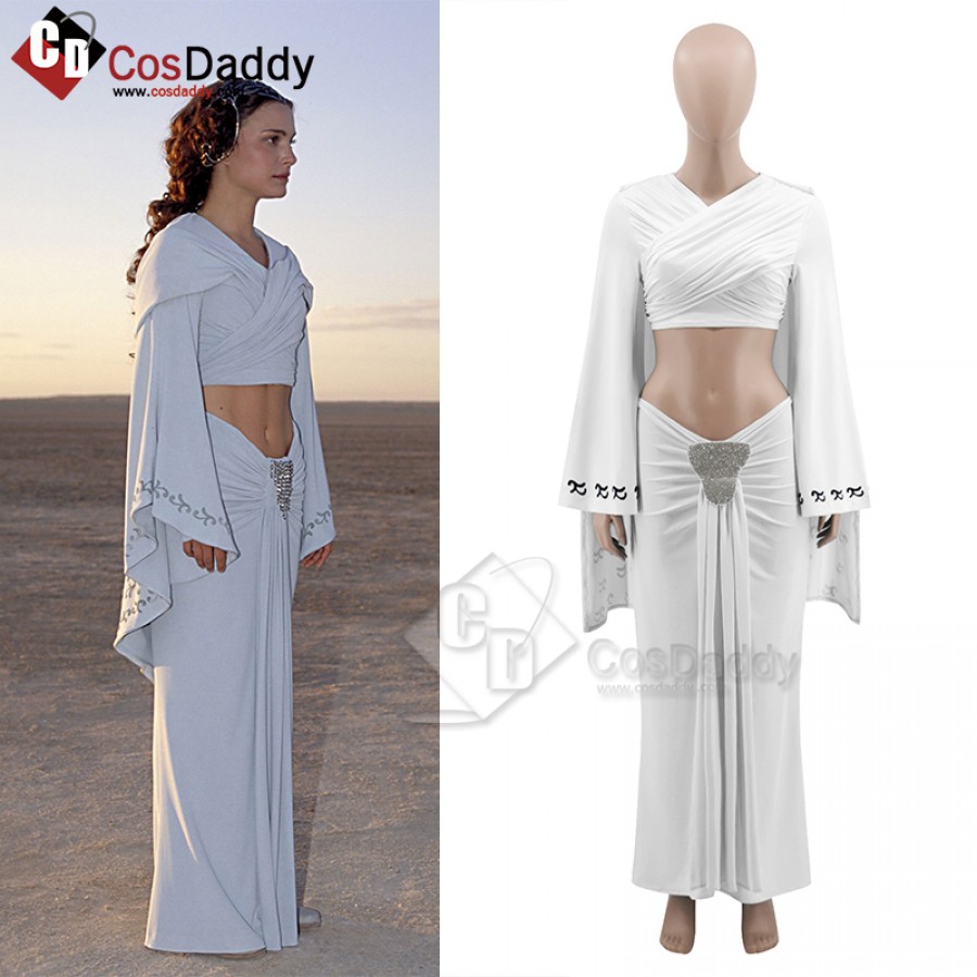 Padme Amidala Tatooine Outfit Star Wars Padme White Dress Costume Halloween Suit